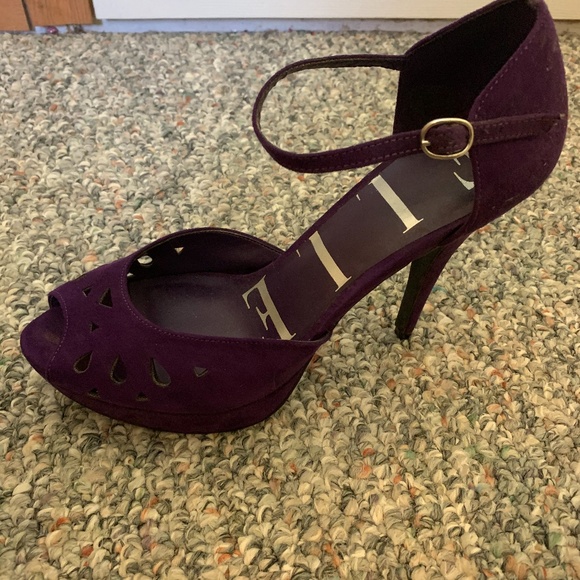 Elle | Shoes | Purple Peep Toe Heels | Poshmark